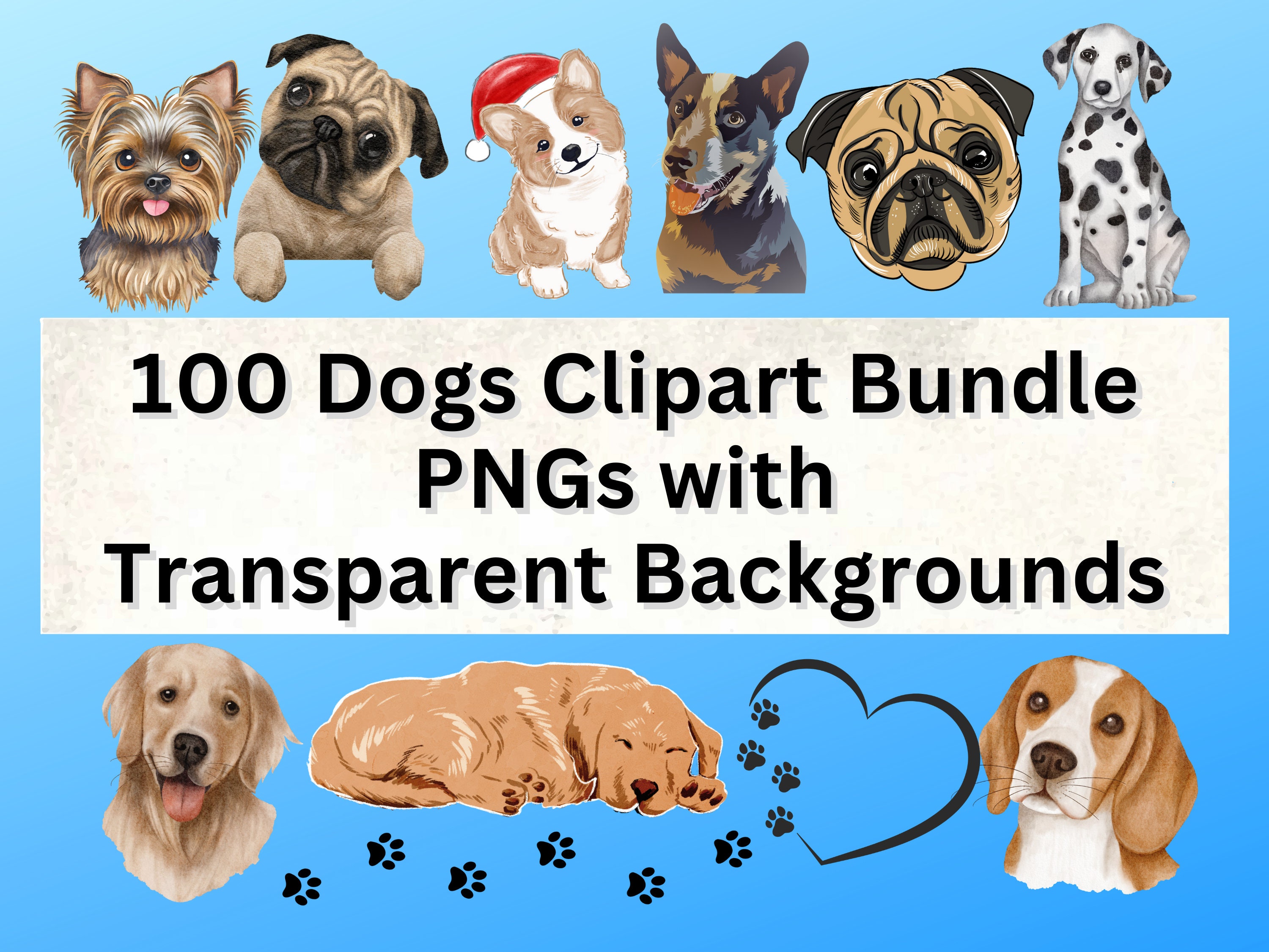 100 Dogs Clipart Bundle - Pngs With Transparent Backgrounds - Dog ...