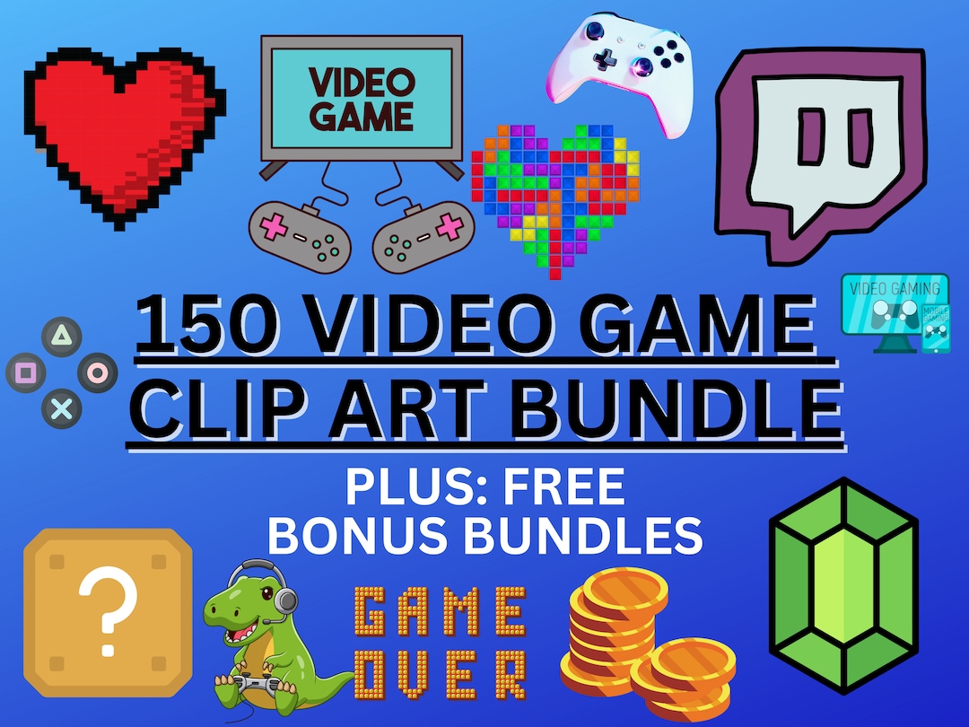 150 Video Game Clipart Bundle - With Free Bonuses - PNG Images With Transparent Backgrounds ...