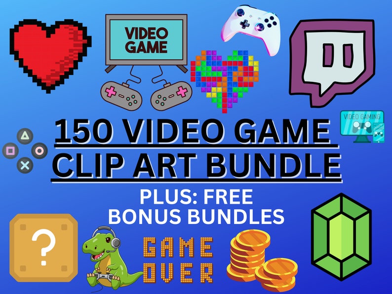 150 Video Game Clipart Bundle - With Free Bonuses - PNG Images With ...