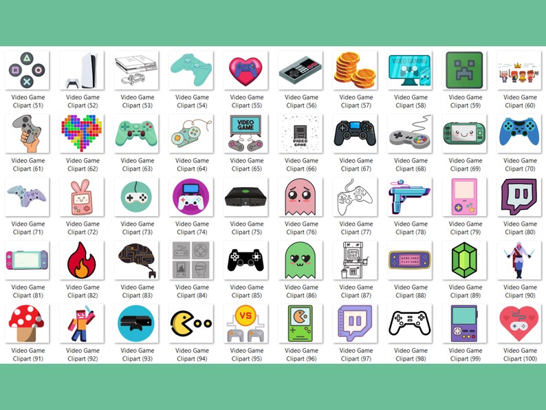 150 Video Game Clipart Bundle - With Free Bonuses - PNG Images With ...