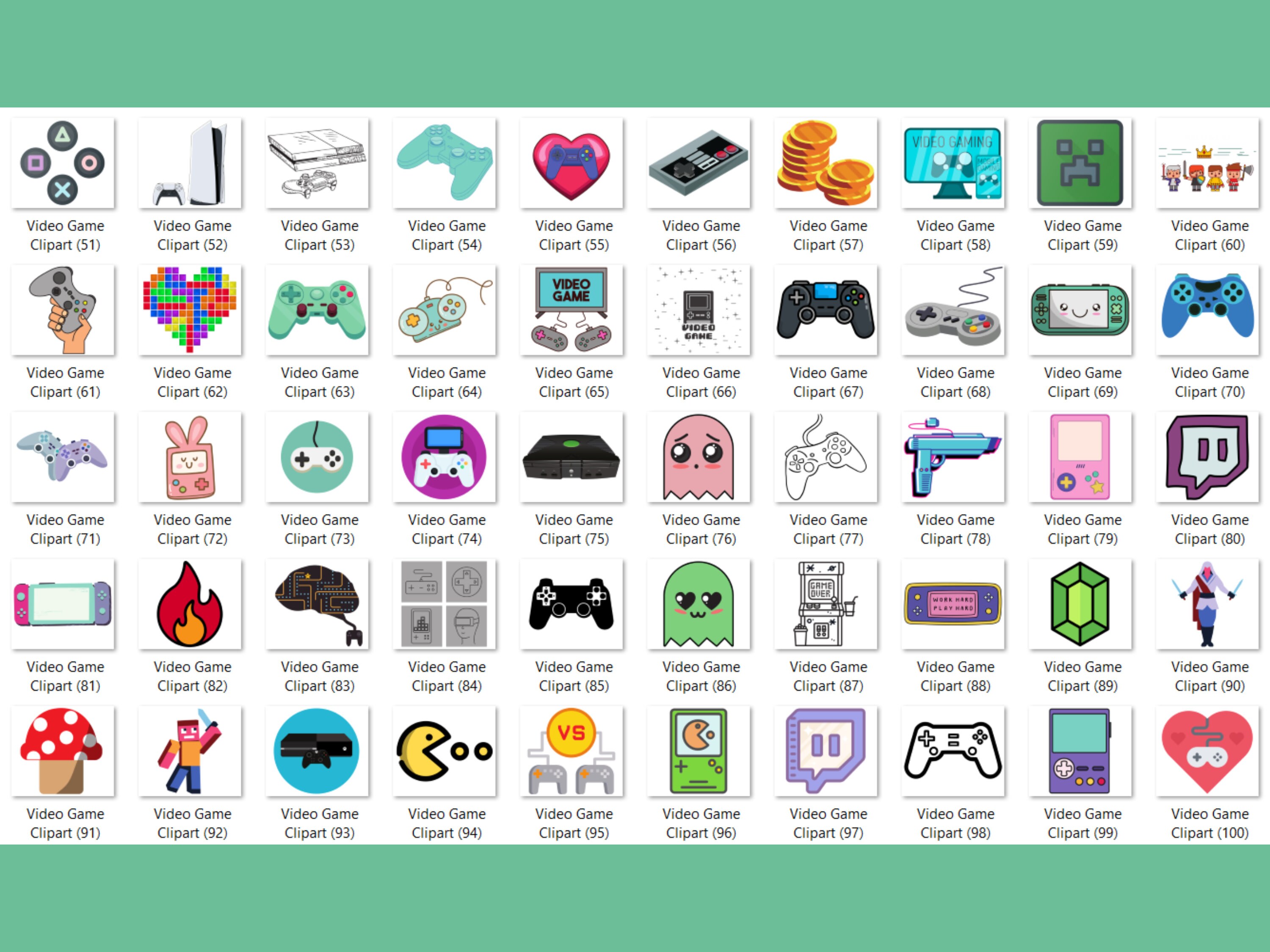 150 Video Game Clipart Bundle - With Free Bonuses - PNG Images With Transparent Backgrounds ...