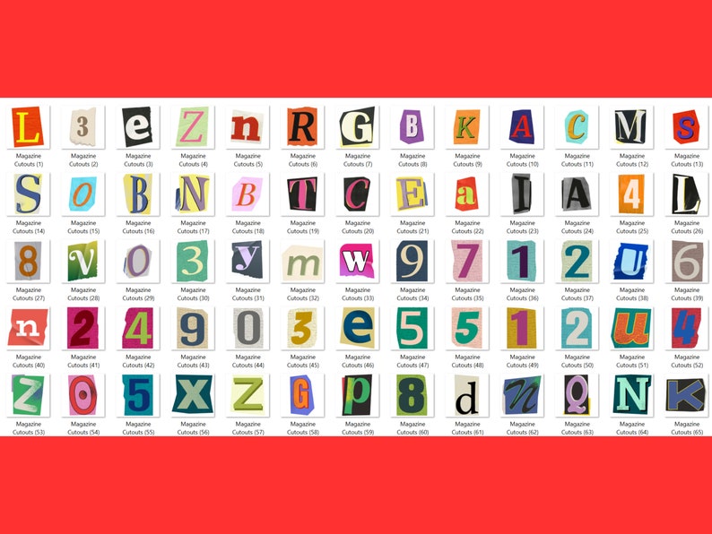 400 Magazine Cut-outs Letters and Numbers PNG Images With - Etsy