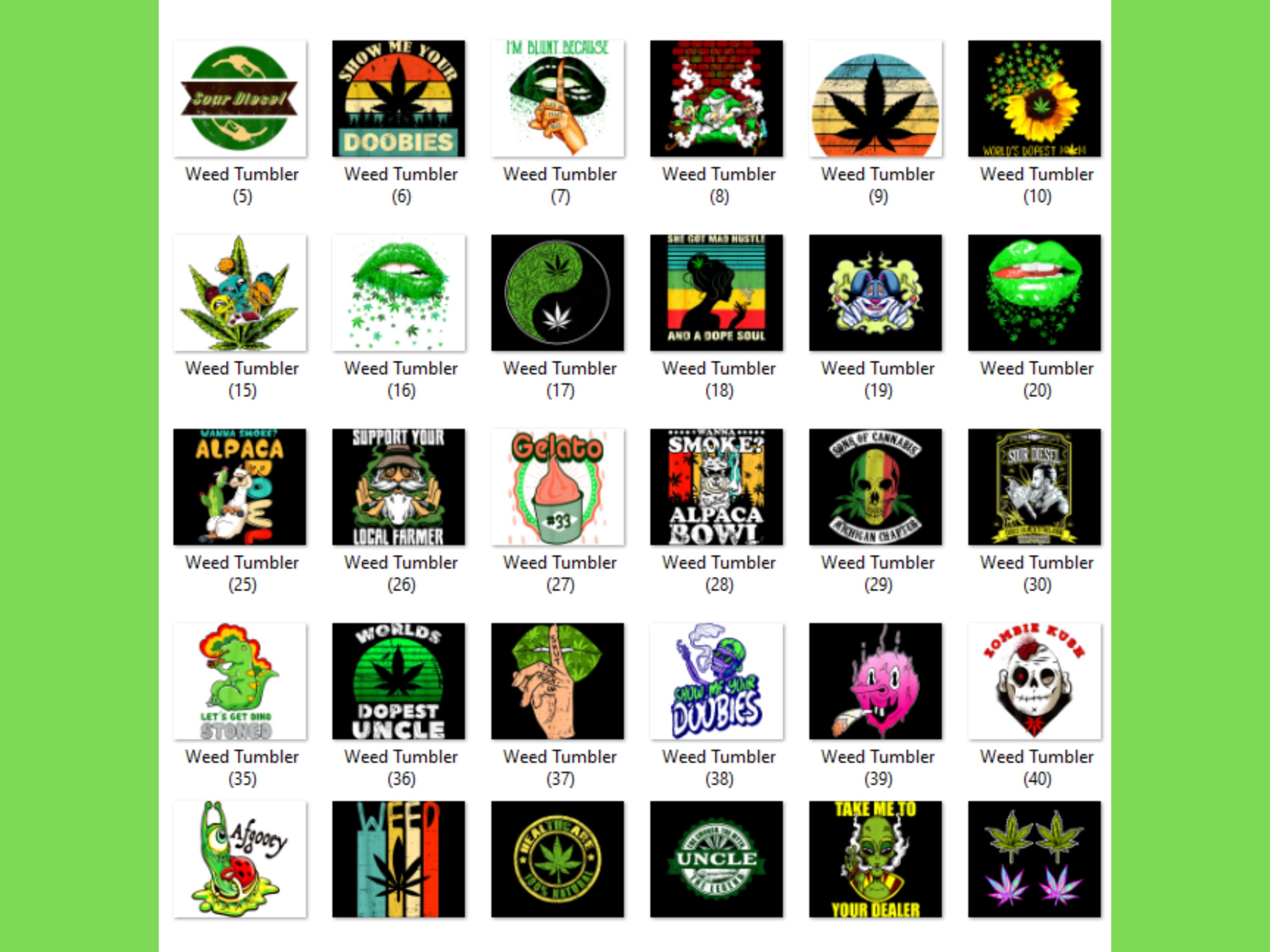 1000 Weed / 420 Tumbler Designs PNG Images for Sublimation Printing ...