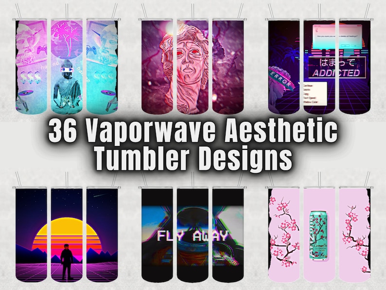 36 Vaporwave Tumbler Designs - PNG Images for Sublimation Printing ...