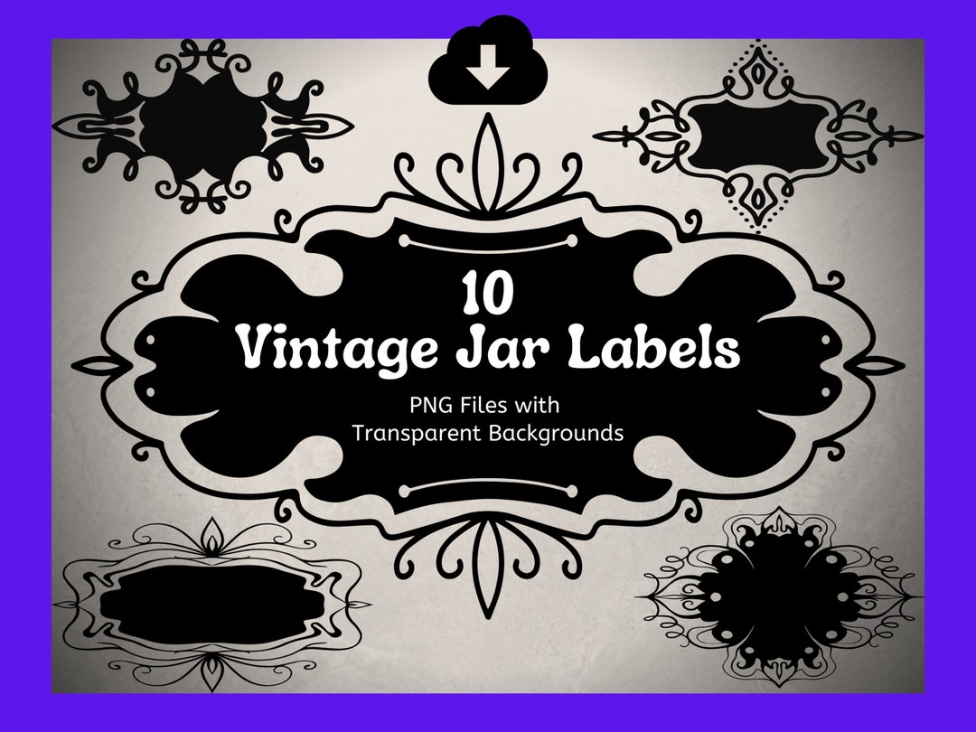 10 Vintage Jar Labels Large PNG Files With Transparent Backgrounds Old ...