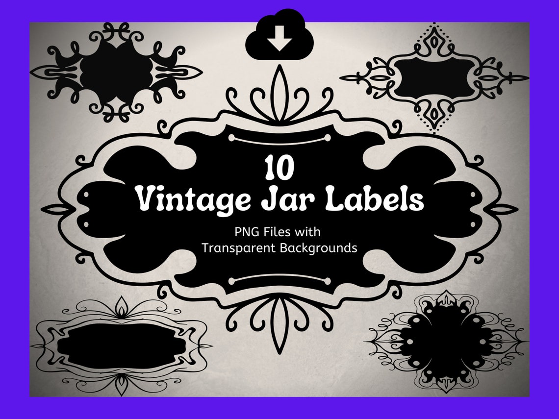 10 Vintage Jar Labels Large PNG Files With Transparent Backgrounds Old ...