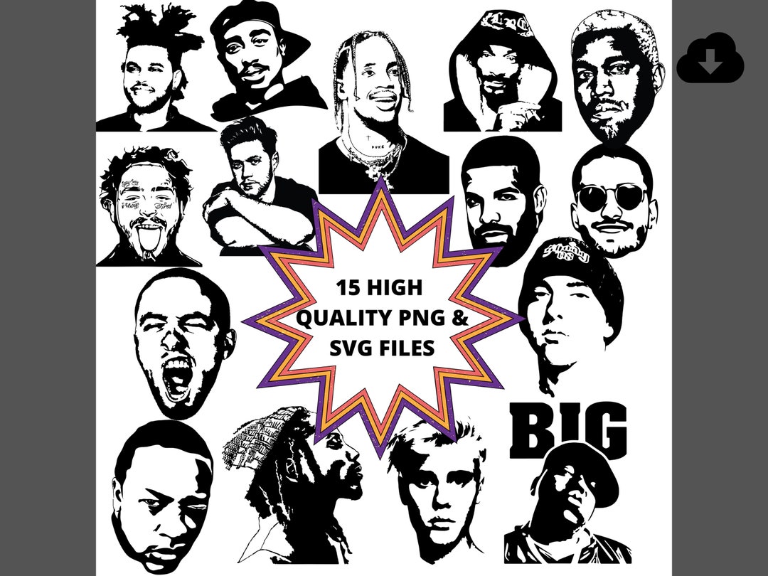 15 Rapper Silhouettes PNG Files With Transparent Backgrounds - Etsy India