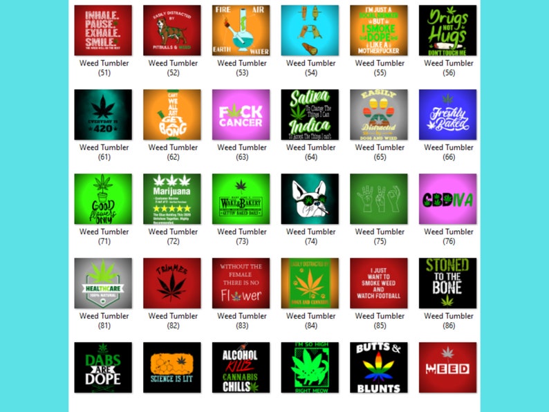 1000 Weed / 420 Tumbler Designs PNG Images for Sublimation Printing ...