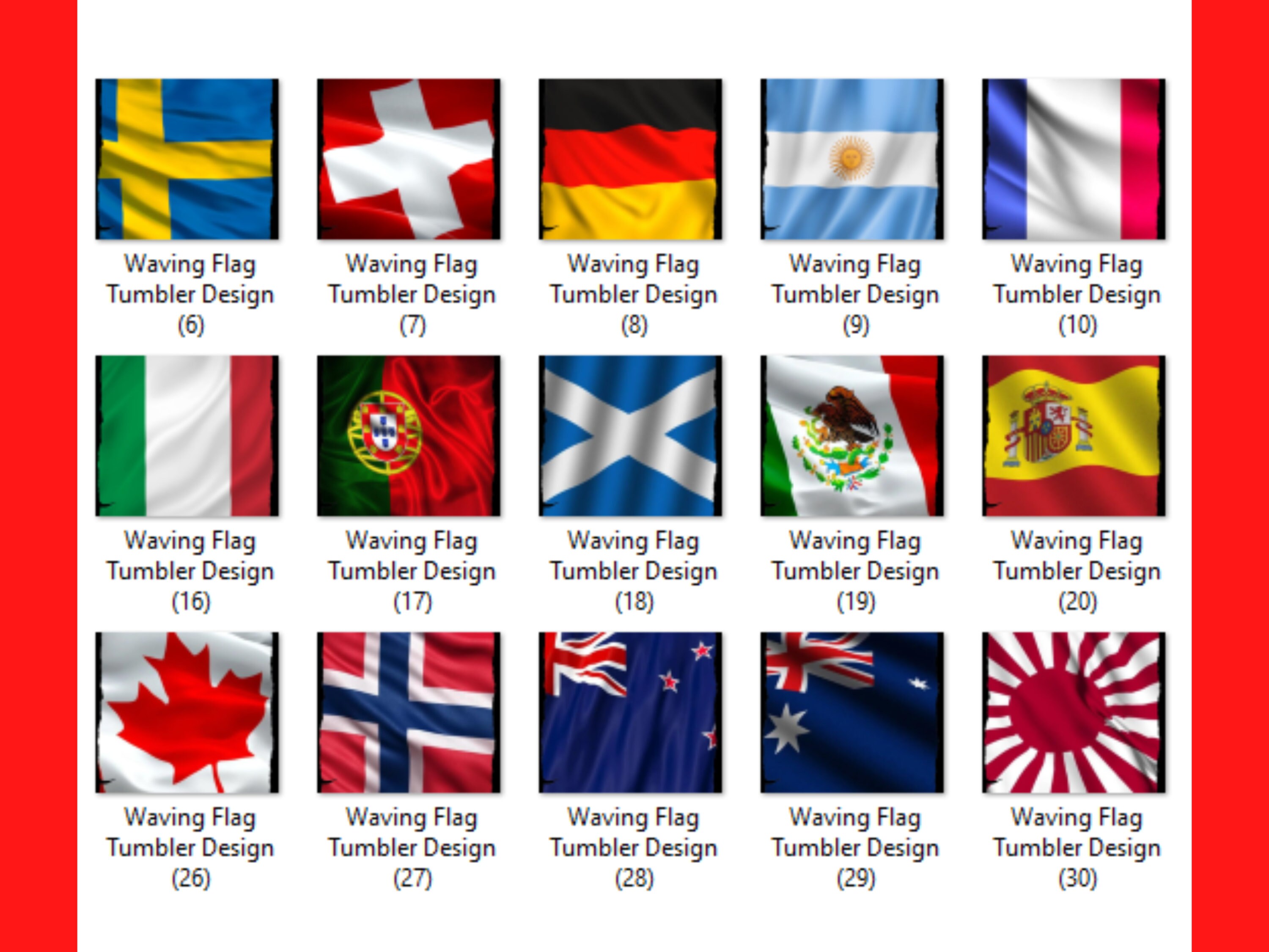 35 Flag Tumbler Designs - Countries Waving Flags Tumbler Wrap Design ...