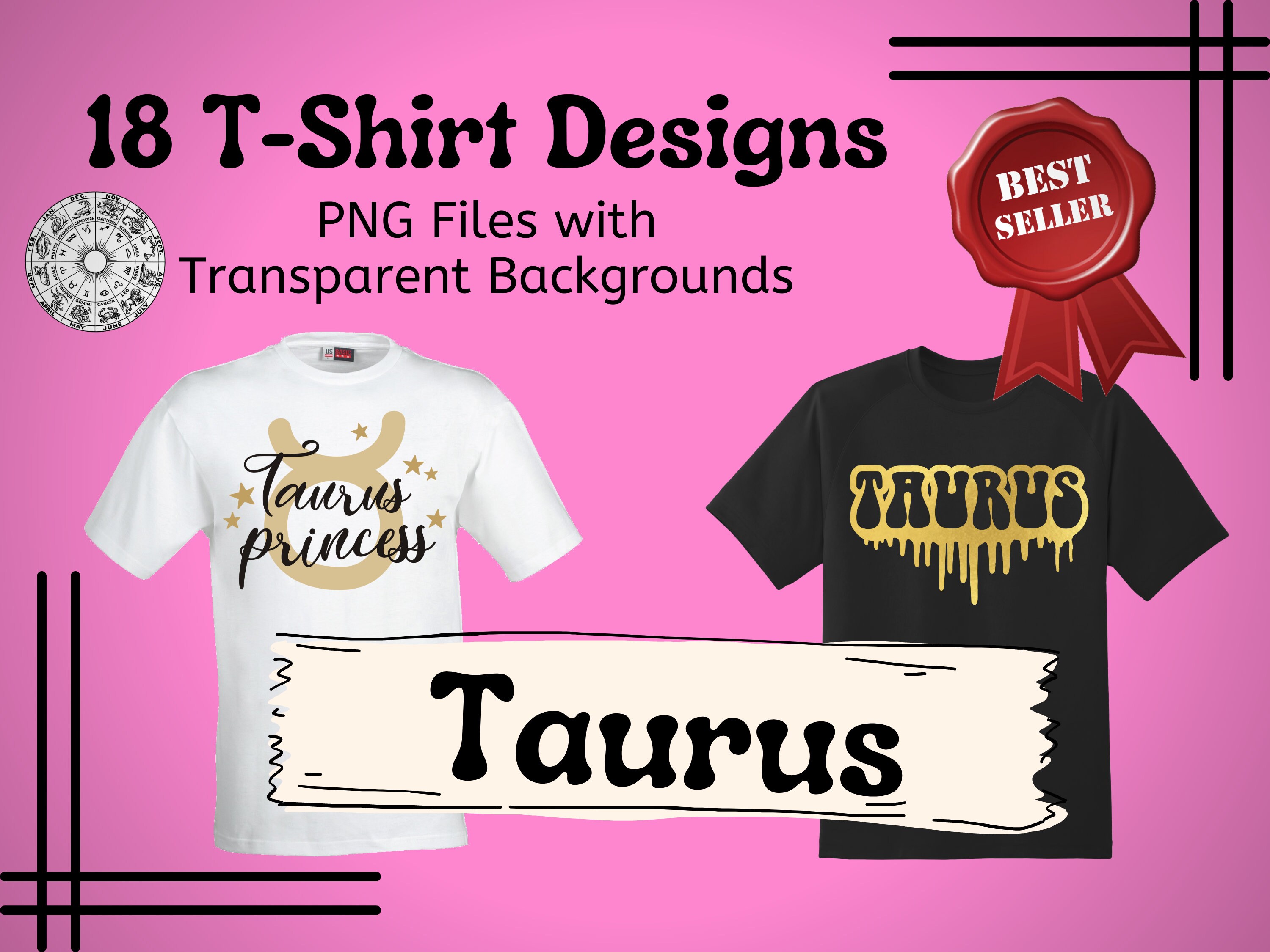 18 Taurus T-shirt Designs PNG Designs With Transparent - Etsy