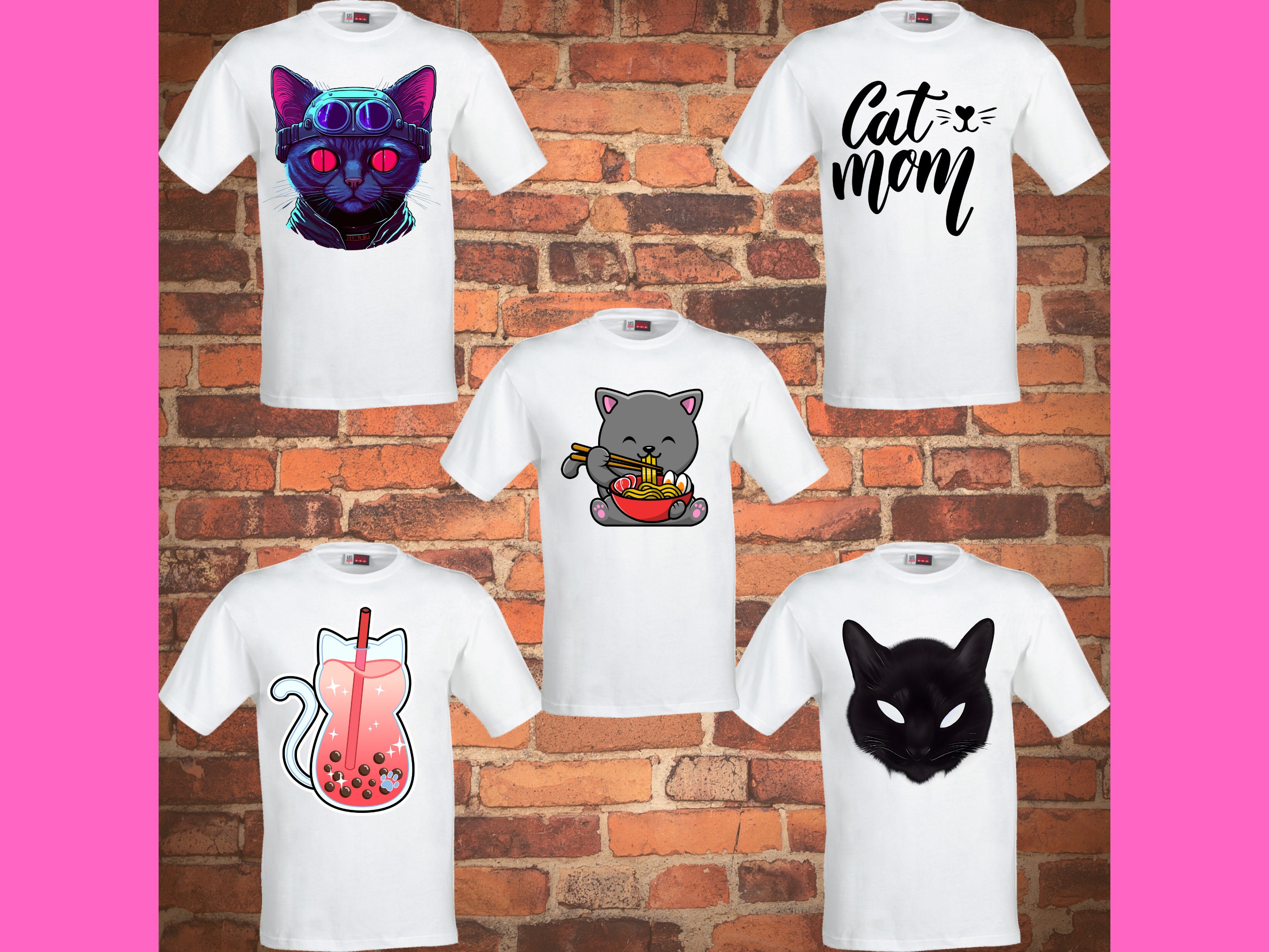 60 Cat T-shirt Designs - Pngs With Transparent Backgrounds - Cats Shirt ...
