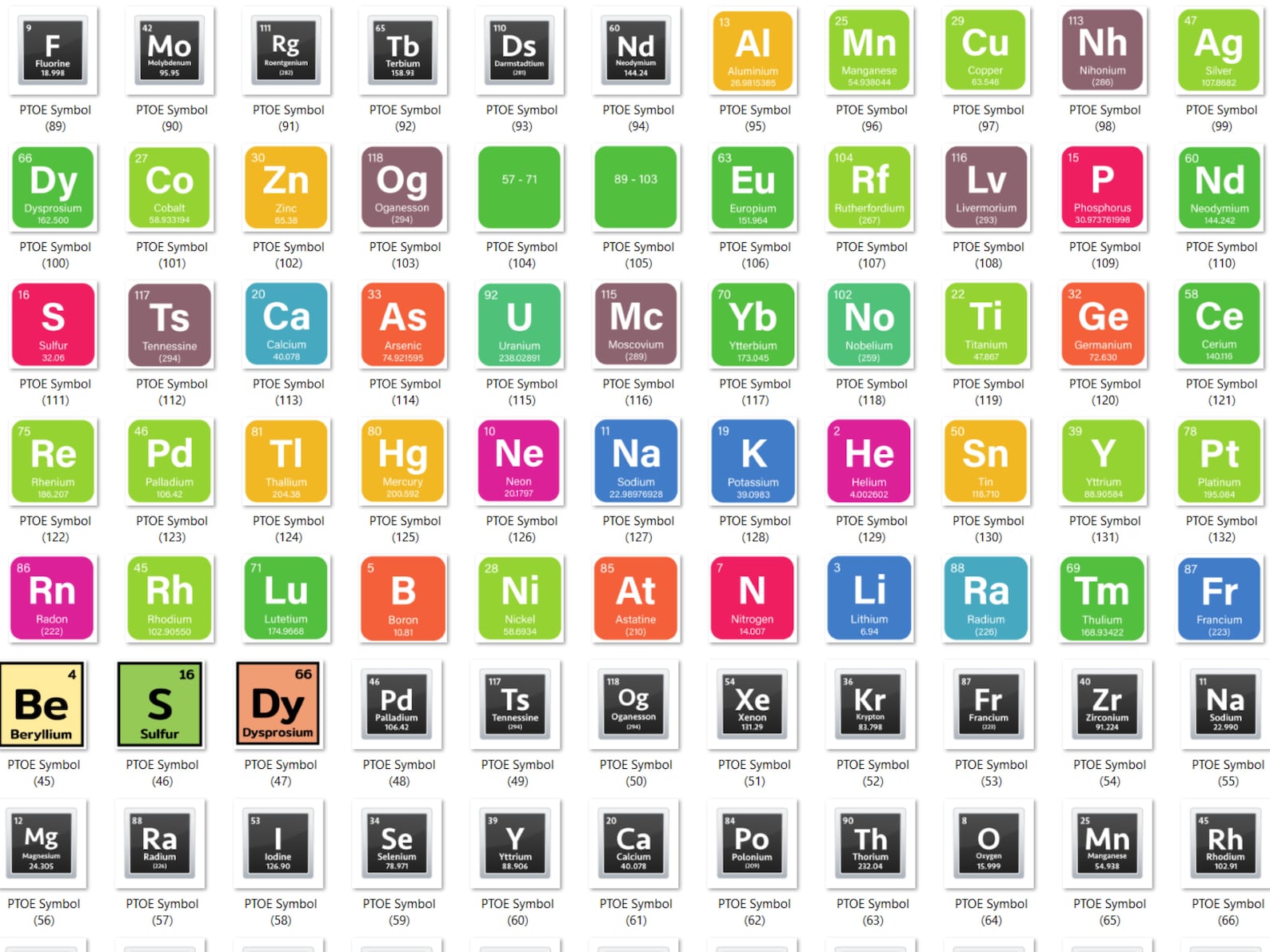 148 Periodic Table of Elements Symbols Clipart - PNG Images With ...