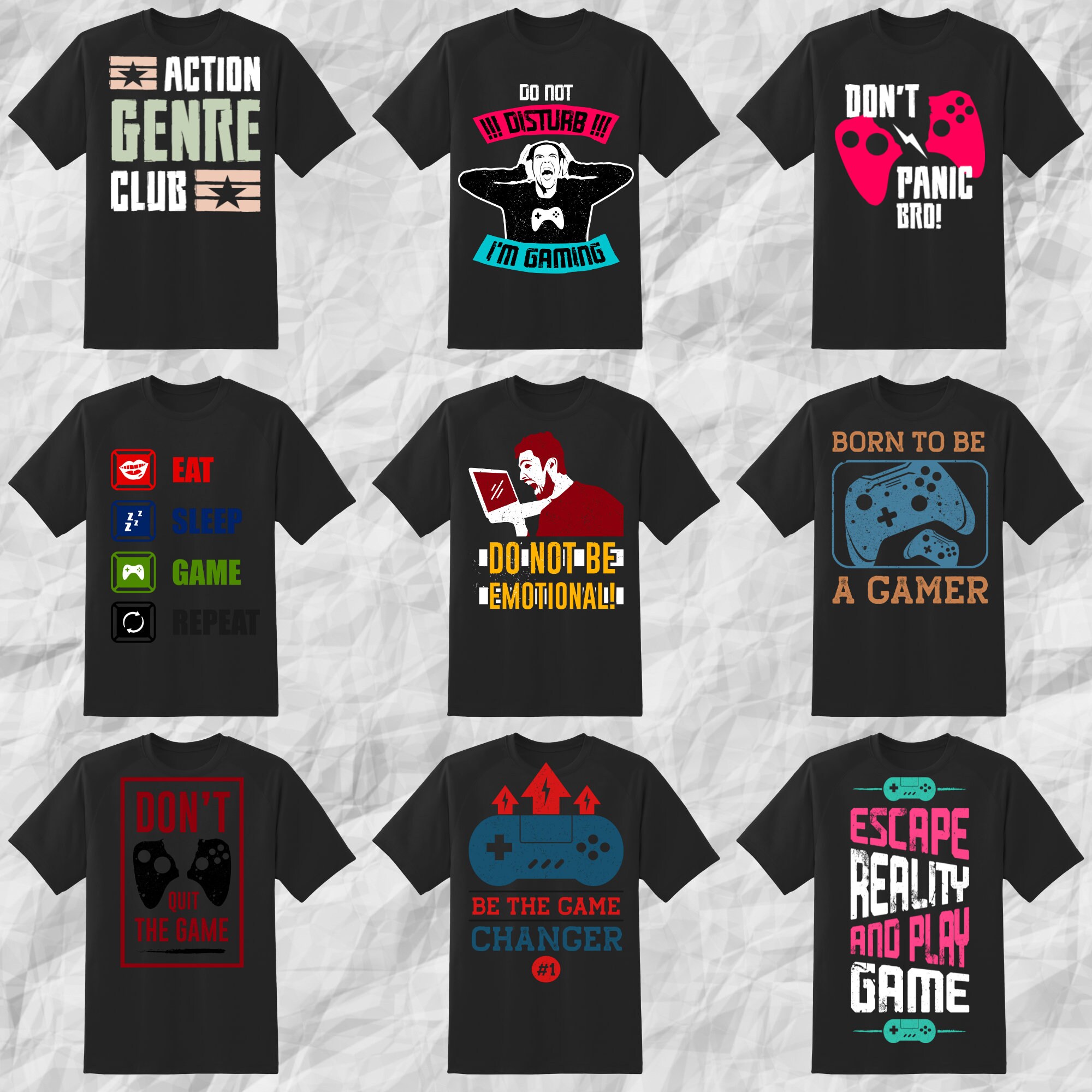 50 Video Game T-shirt Designs - Gamer Design Bundle - Shirt Pngs With ...