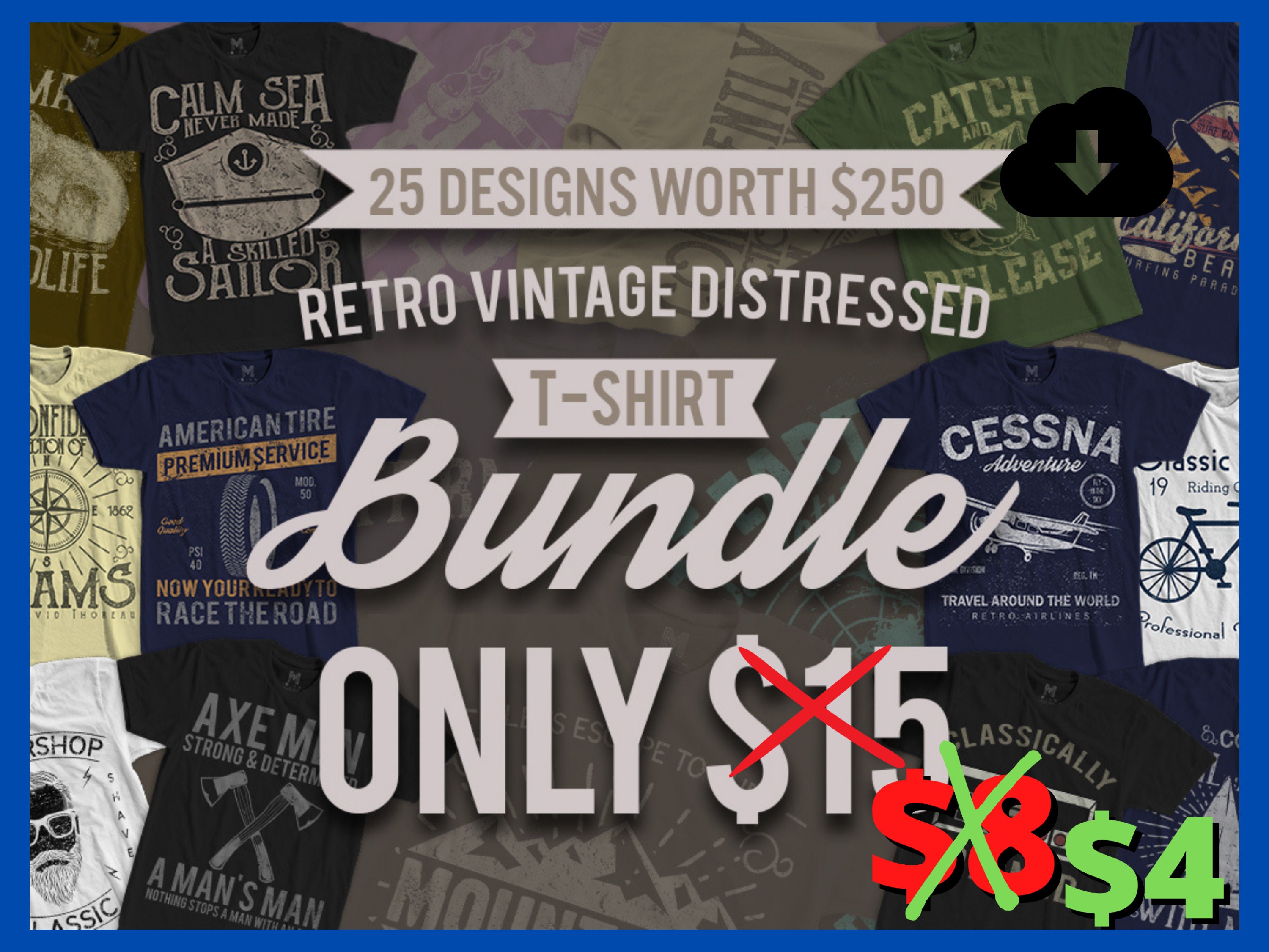 25 Retro Vintage T-shirt Designs - PNG Files With Transparent ...