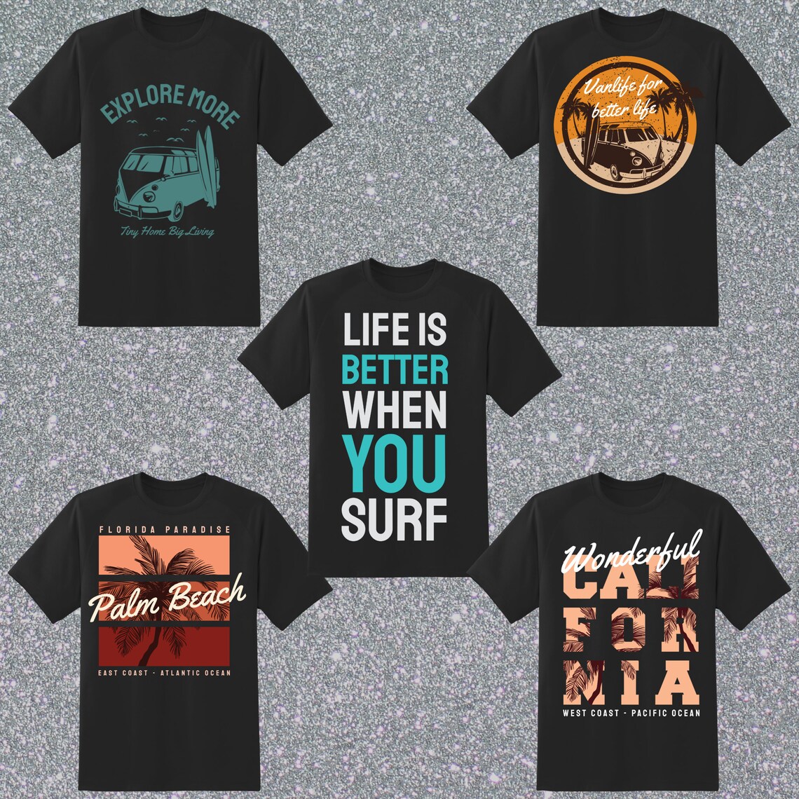 50 Surfing T-shirt Designs - Svgs - Pngs With Transparent Backgrounds ...