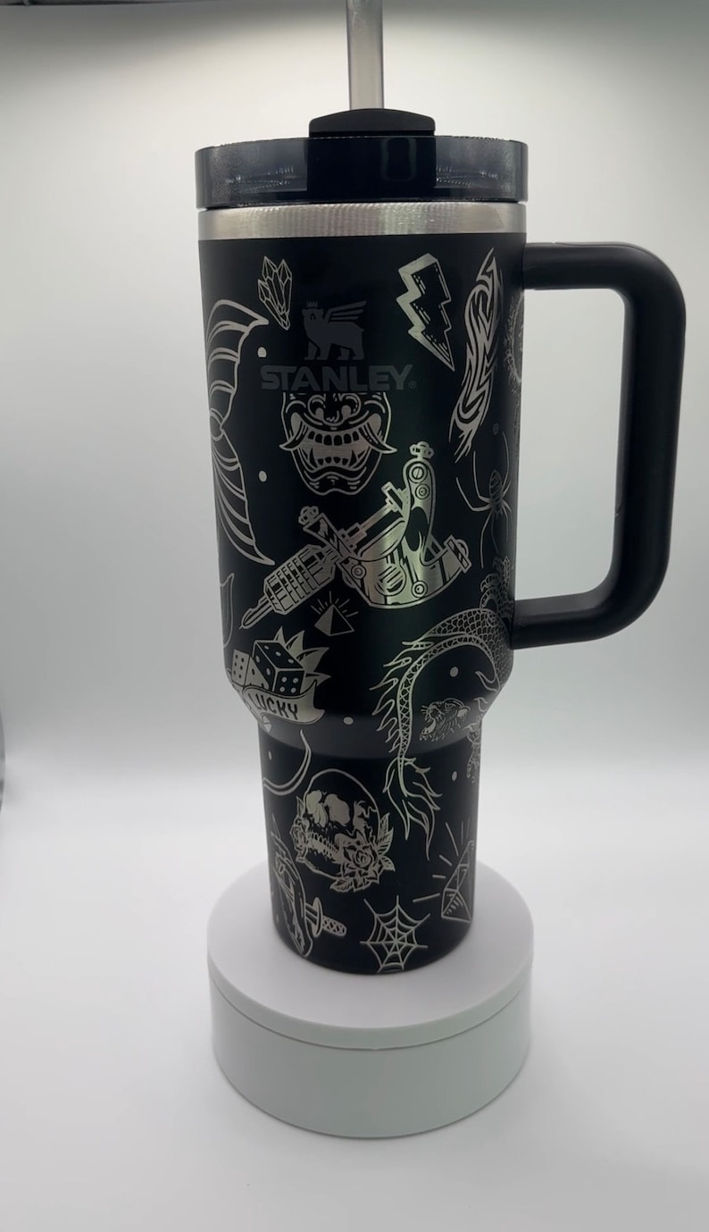 Stanley 40oz Tattoo Flash Themed Engraved Tumbler Gift, Personalized ...