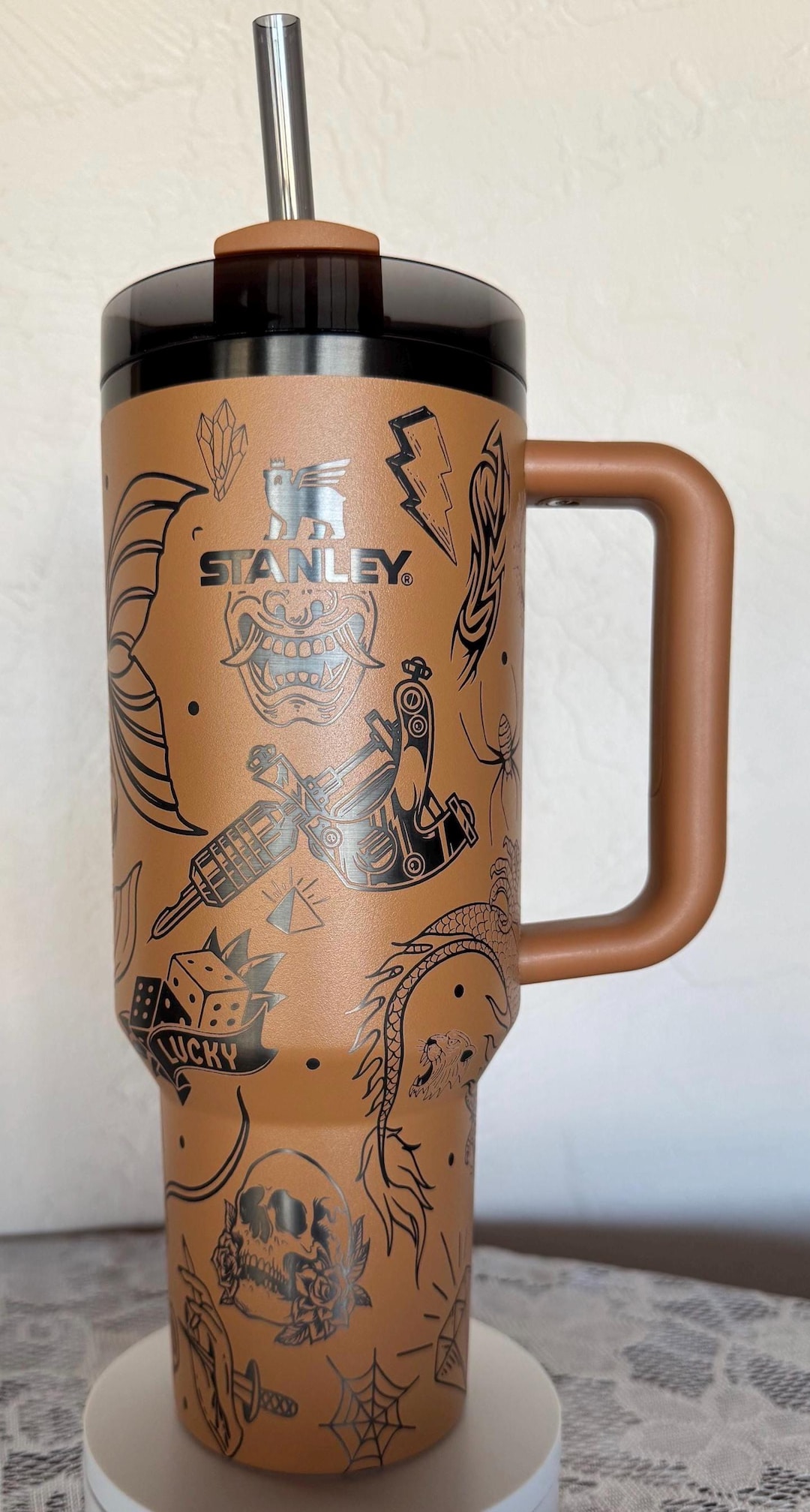 Stanley 40oz Tattoo Flash Themed Engraved Tumbler Gift, Personalized ...