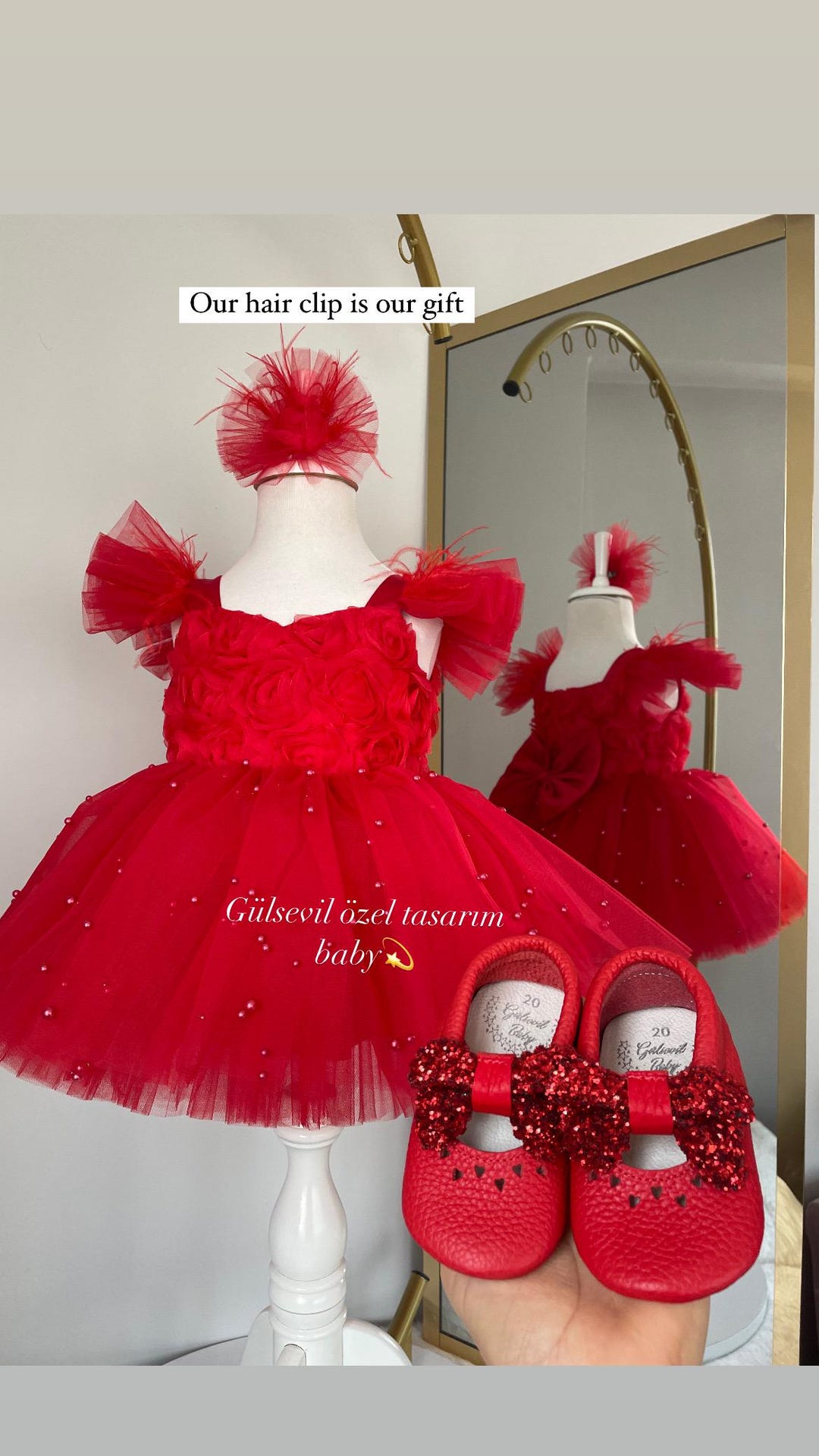 Red Rose Baby Dress,baby Girl Dress Special Occasion,first Birthday ...