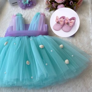 Mermaid Baby Girl Dress: Handmade Tulle Costume, Seashell Details - Etsy