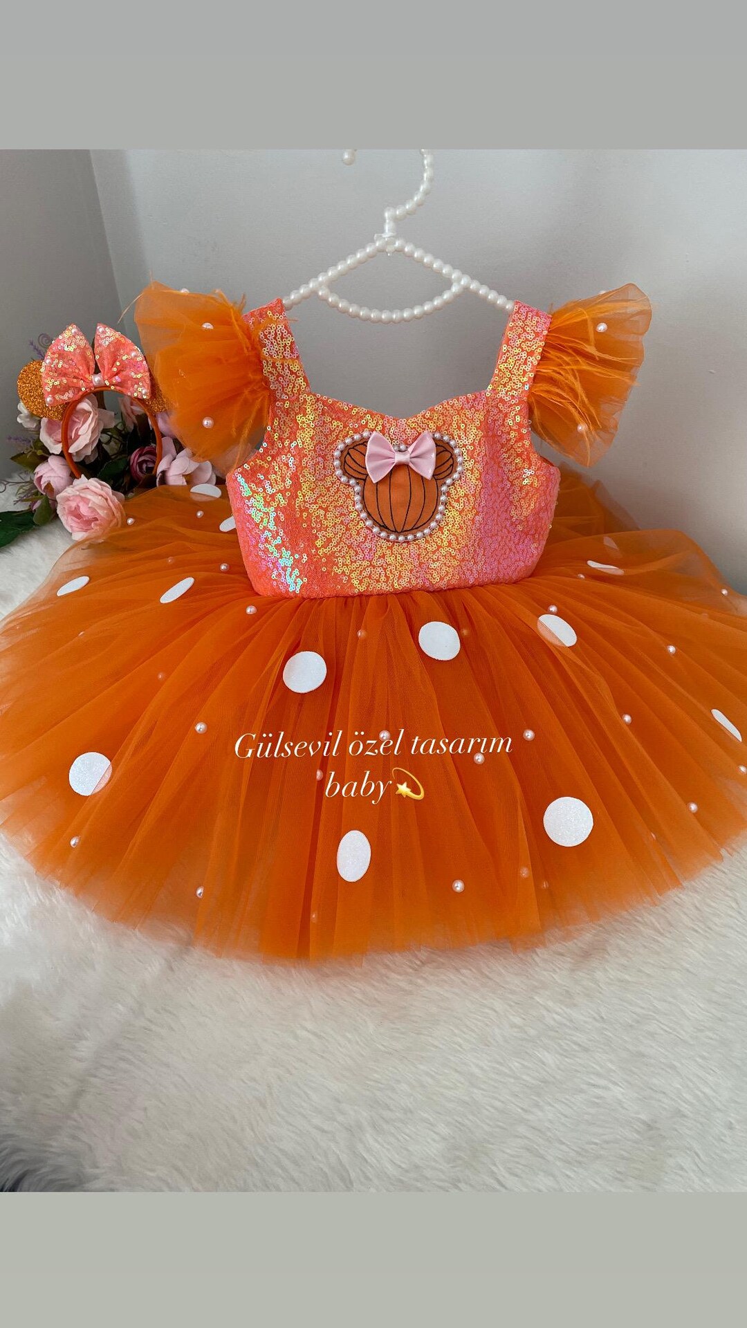 Handmade Pumpkin Minnie Mouse Costume: Orange Tulle Birthday Dress - Etsy