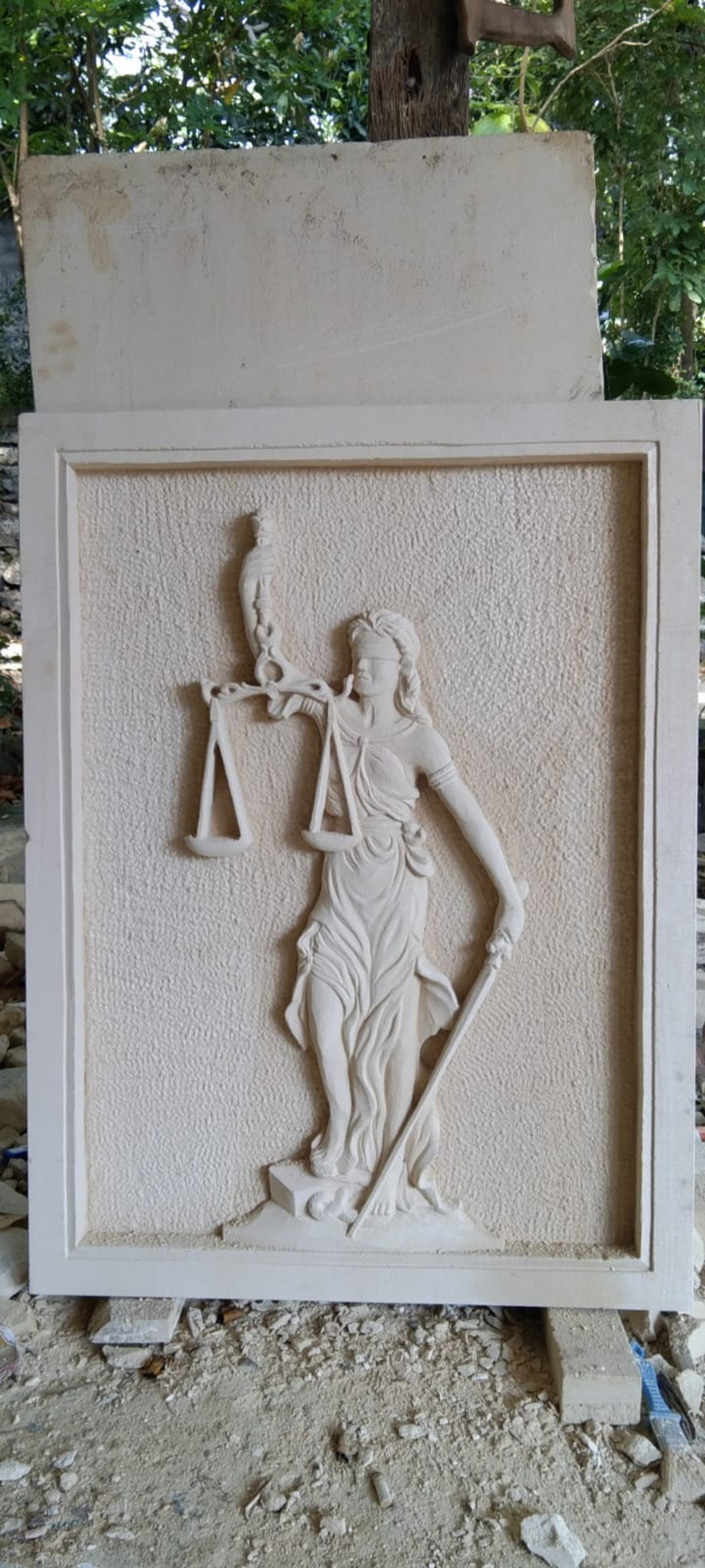 Minimalist Lady Justice Stone Carving Wall Decoration, Lady Justice ...