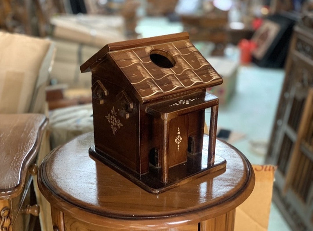 Unique Wooden Roll Tissue Holder / Box With a House Motif 9.8 Inch ...