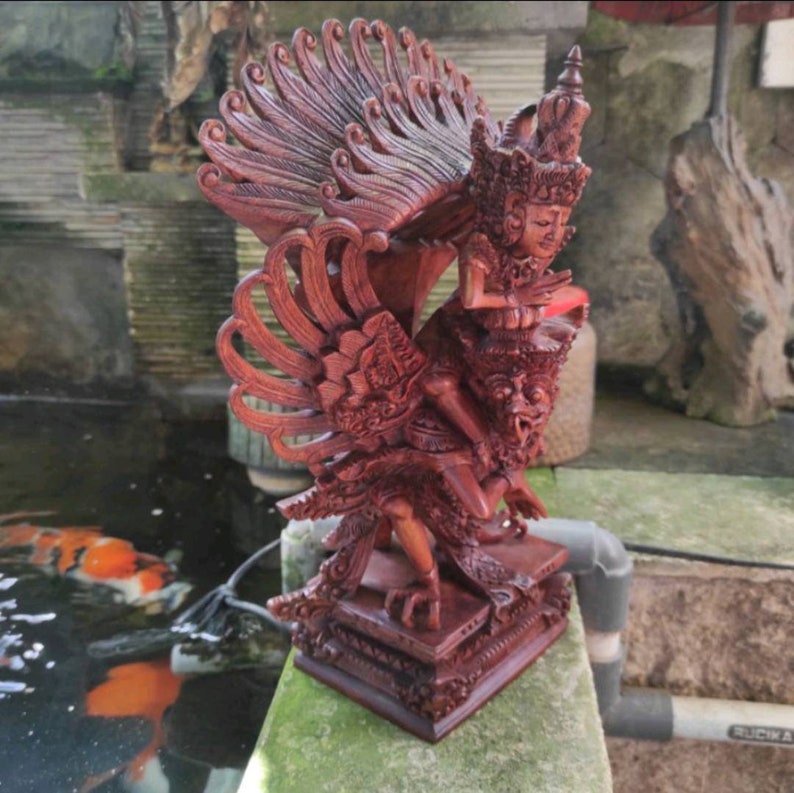 Handmade Balinese Vishnu God Riding on Garuda Wisnu Kencana Wood Statue ...