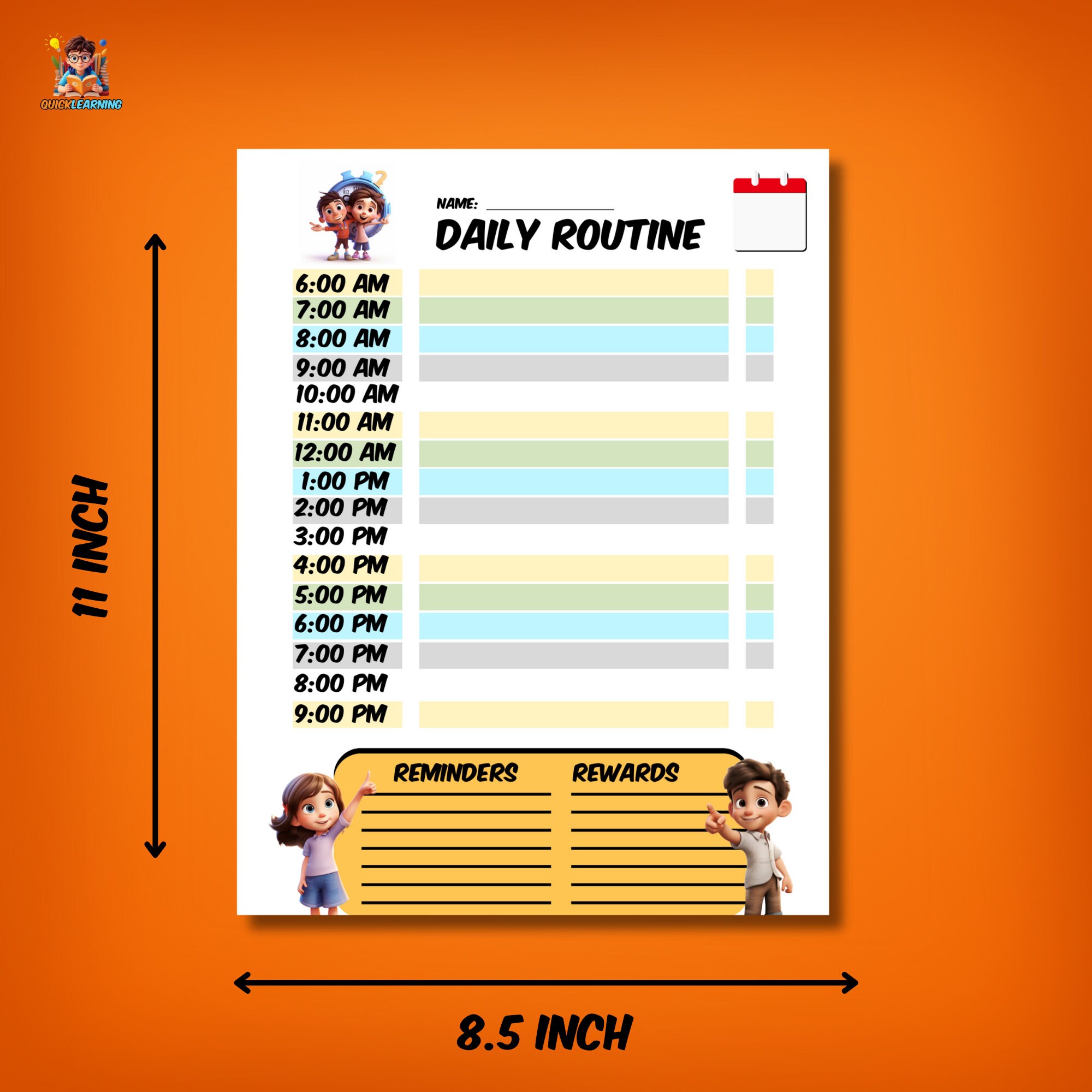 Printable Daily Routine Planner Kids Checklist Time Management To-do ...