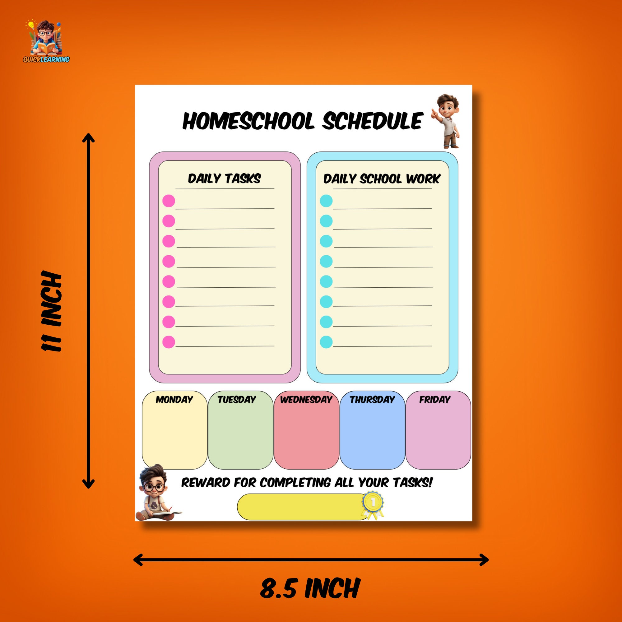 Printable Homeschool Schedule Kids Checklist Daily Routine - Etsy