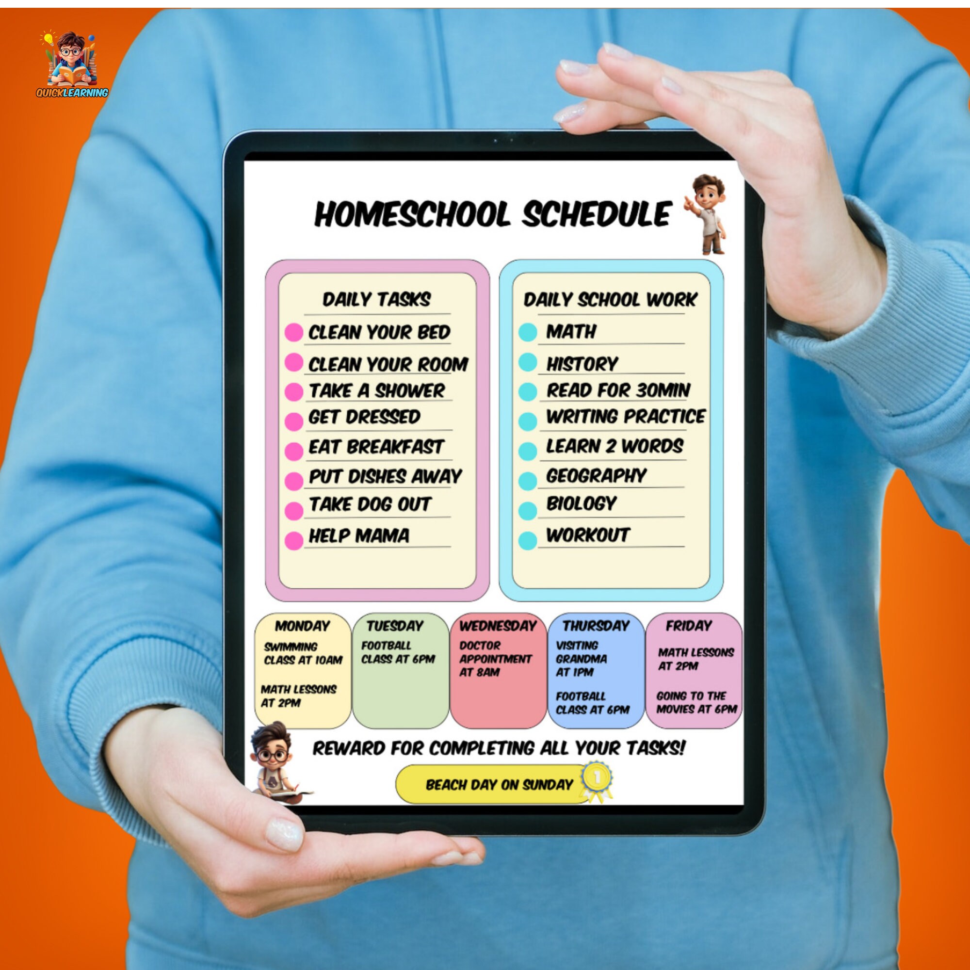 Printable Homeschool Schedule Kids Checklist Daily Routine - Etsy