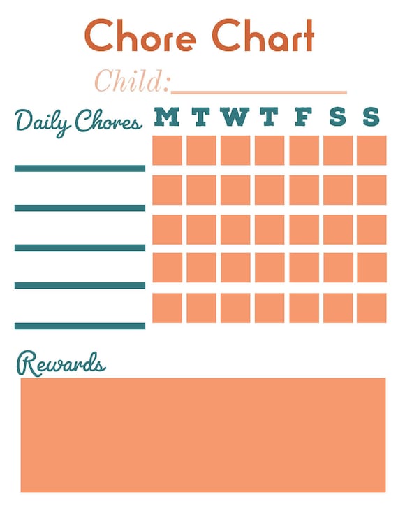 Printable Chore Chart to Download - Etsy