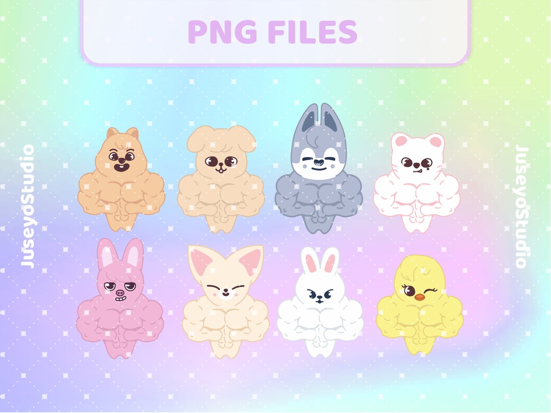Stray Kids SKZ Muscles Buff Gym Bro SKZOO Set | Png, Jpg | Muscular ...