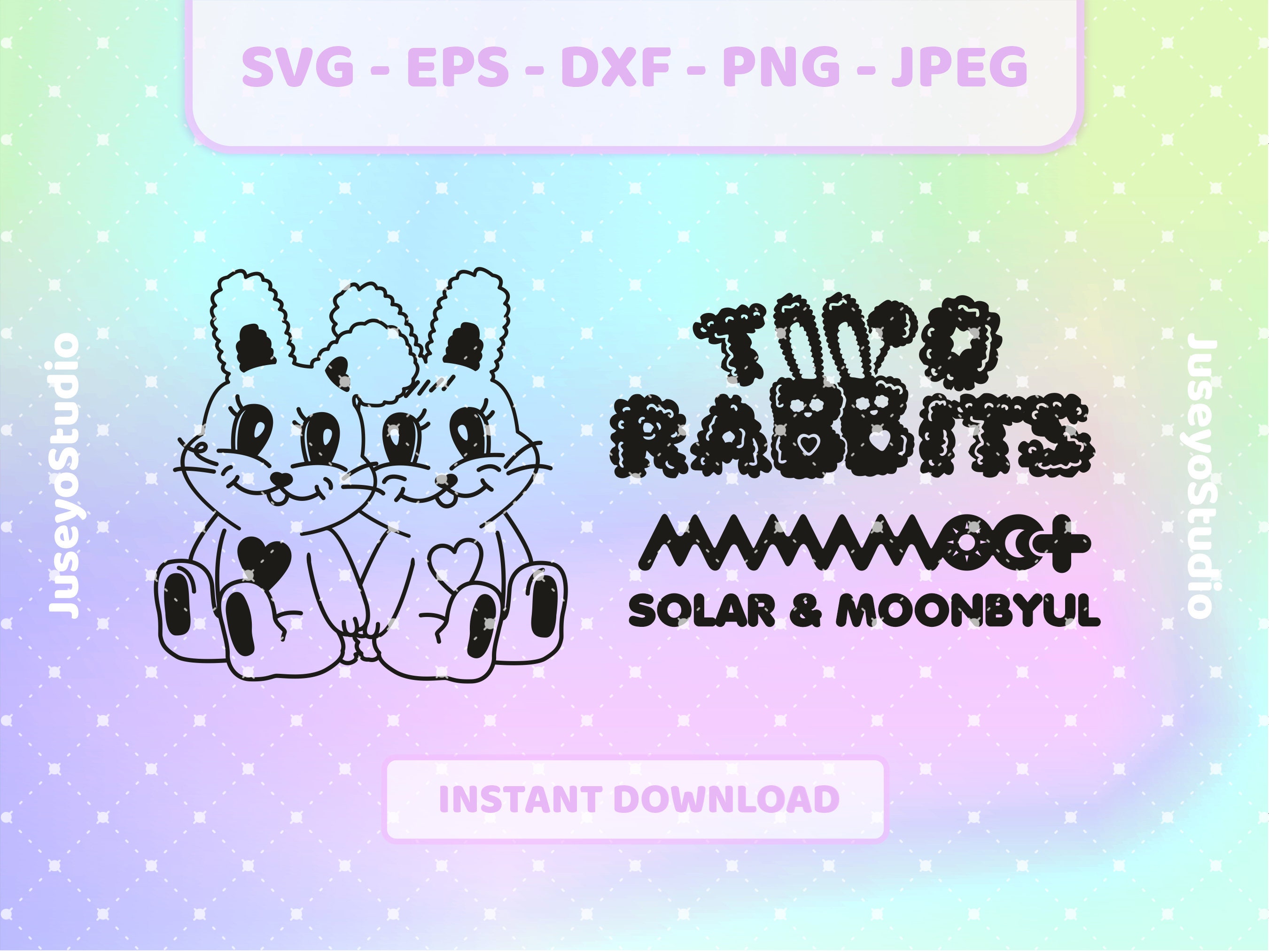 Mamamoo Solar Moonbyul Two Rabbits Logos SET Kpop Svg Png, Jpg, Eps ...