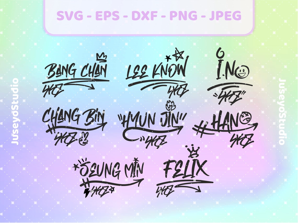 Stray Kids SKZ Graffiti Names Autographs Logo Set Kpop Svg - Etsy