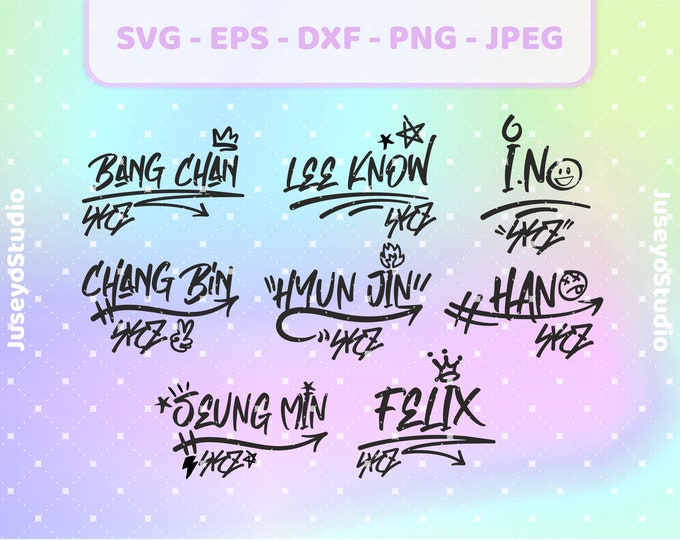 Stray Kids SKZ Graffiti Names Autographs Logo Set Kpop Svg Png, Jpg ...