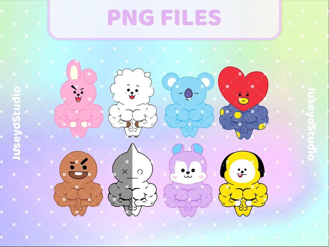 BTS BT21 Muscles Buff Gym Broset | Png, Jpg | Muscular BT21 Png Files ...