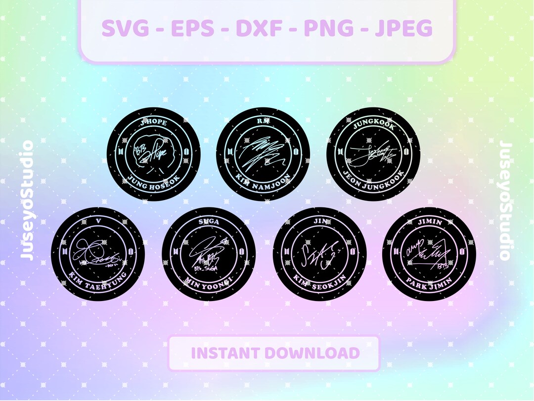 BTS Bangtan Autographs Stickers Svg | Png, Jpg, Eps, Dxf | BTS ARMY ...