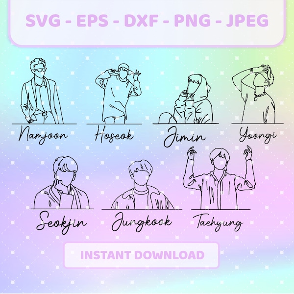 Bts Outline Svg - Etsy