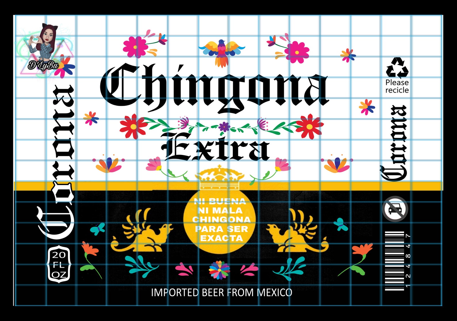 Corona Chingona Extra Negra Tumbler Cup Desing PNG - Etsy
