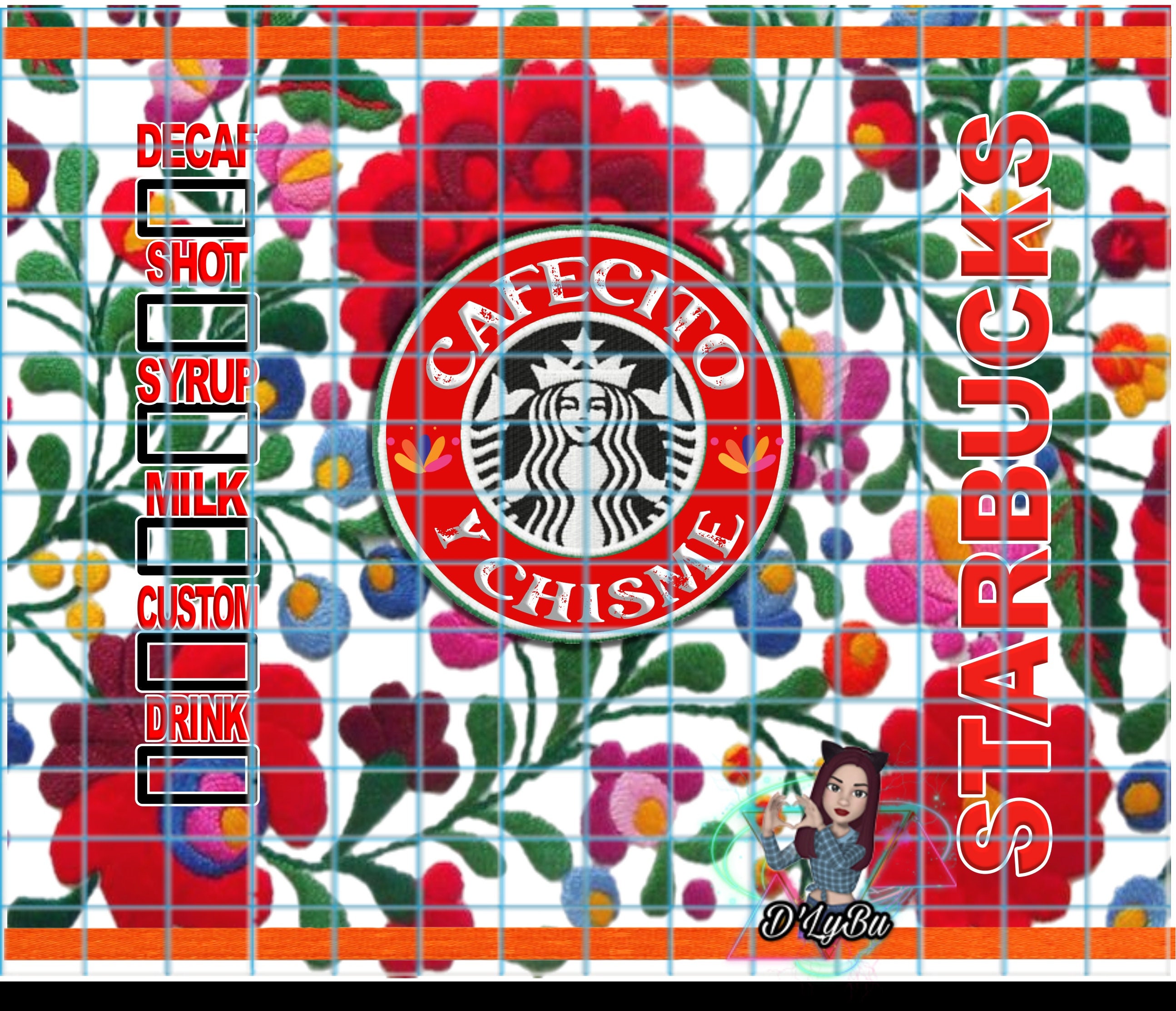 Starbucks Cafecito Y Chisme Flores Mexicanas Diseño En PNG - Etsy