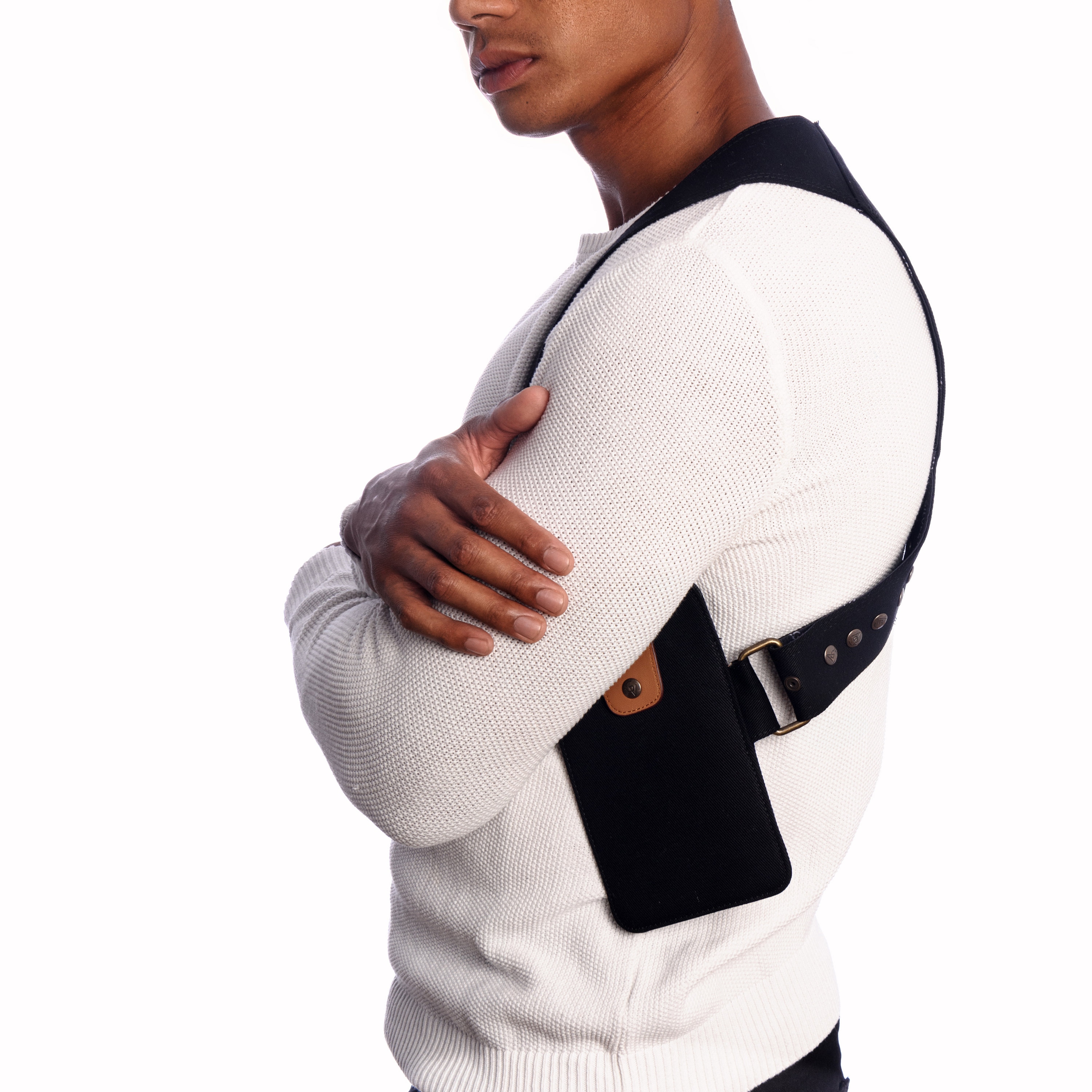 Gilvesto Cool Handmade Adjustable Black Denim Shoulder Holster Men ...