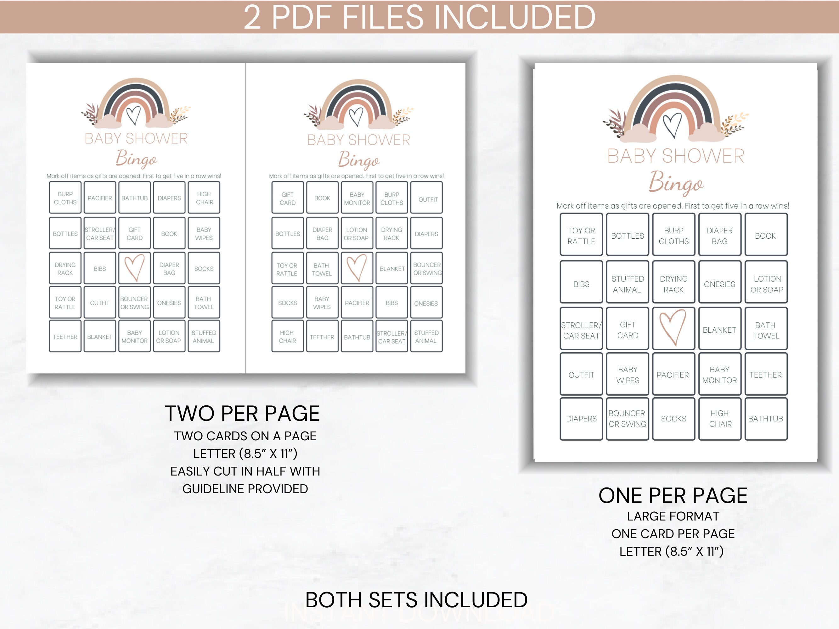 Baby Shower Bingo Rainbow Baby Shower Game Printable Baby - Etsy