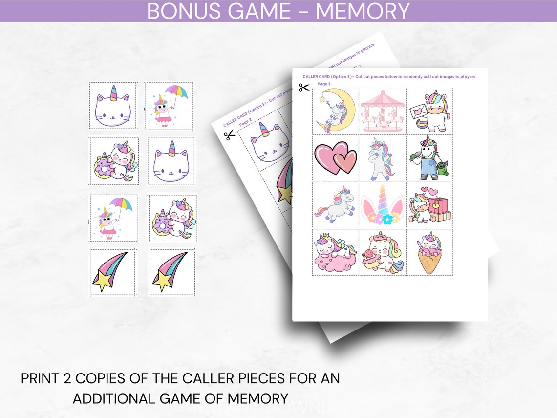 25 Unicorn Bingo Cards, Birthday Party Games, Printable Bingo, Girl ...