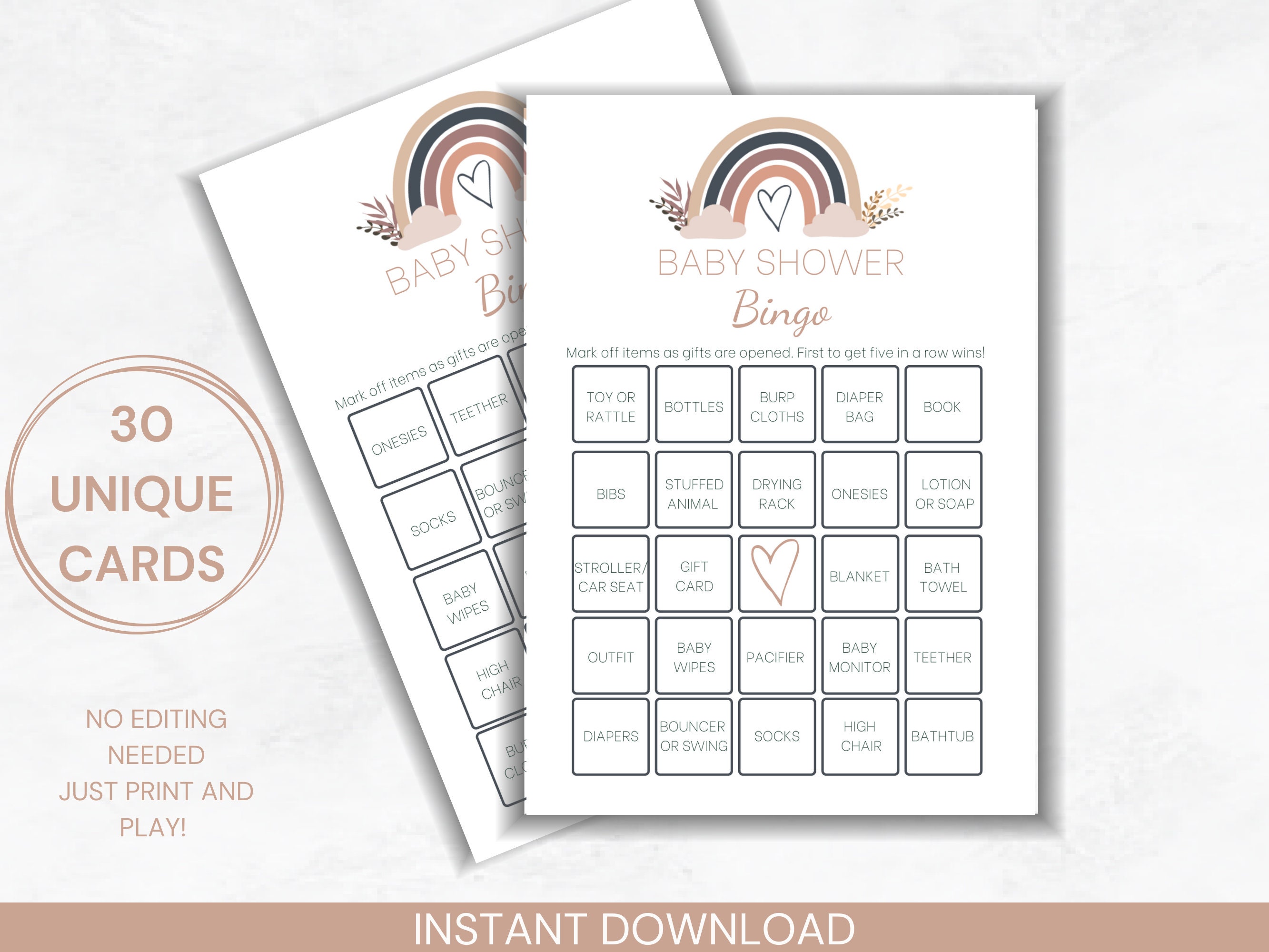 Baby Shower Bingo Rainbow Baby Shower Game Printable Baby - Etsy