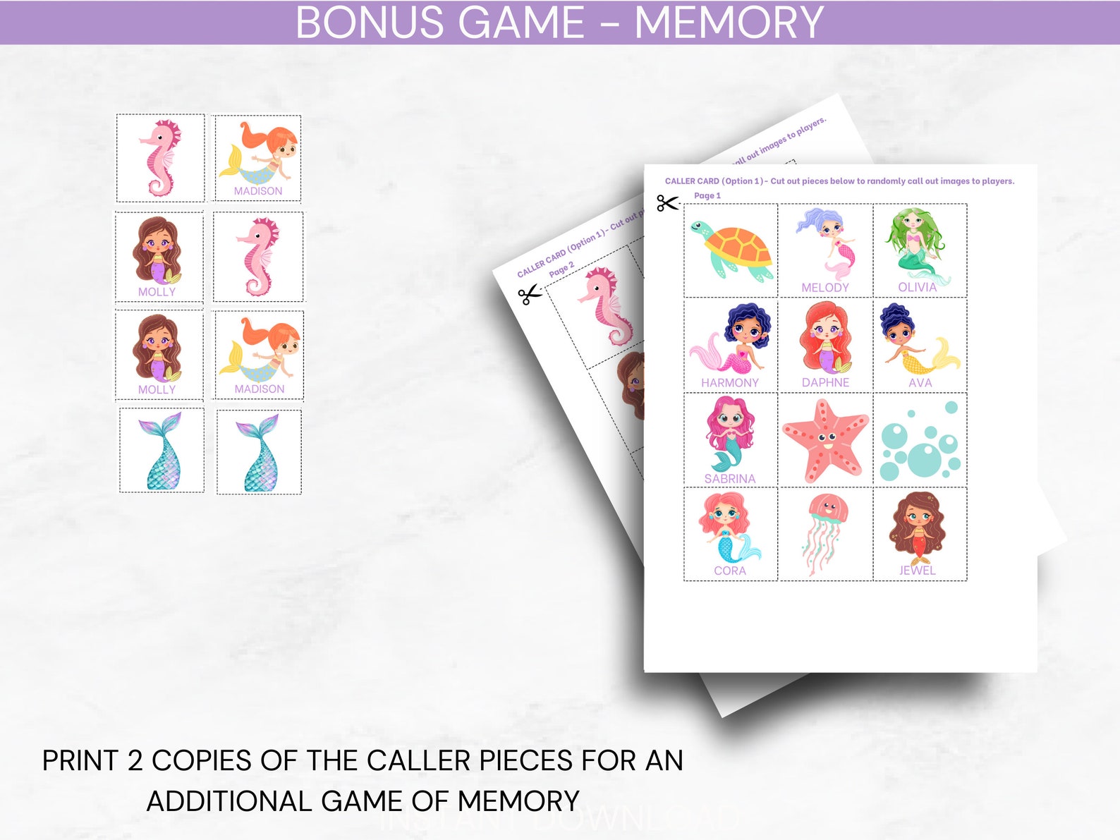 25 Mermaid Bingo Cards, Birthday Party Games, Printable Bingo, Girl ...