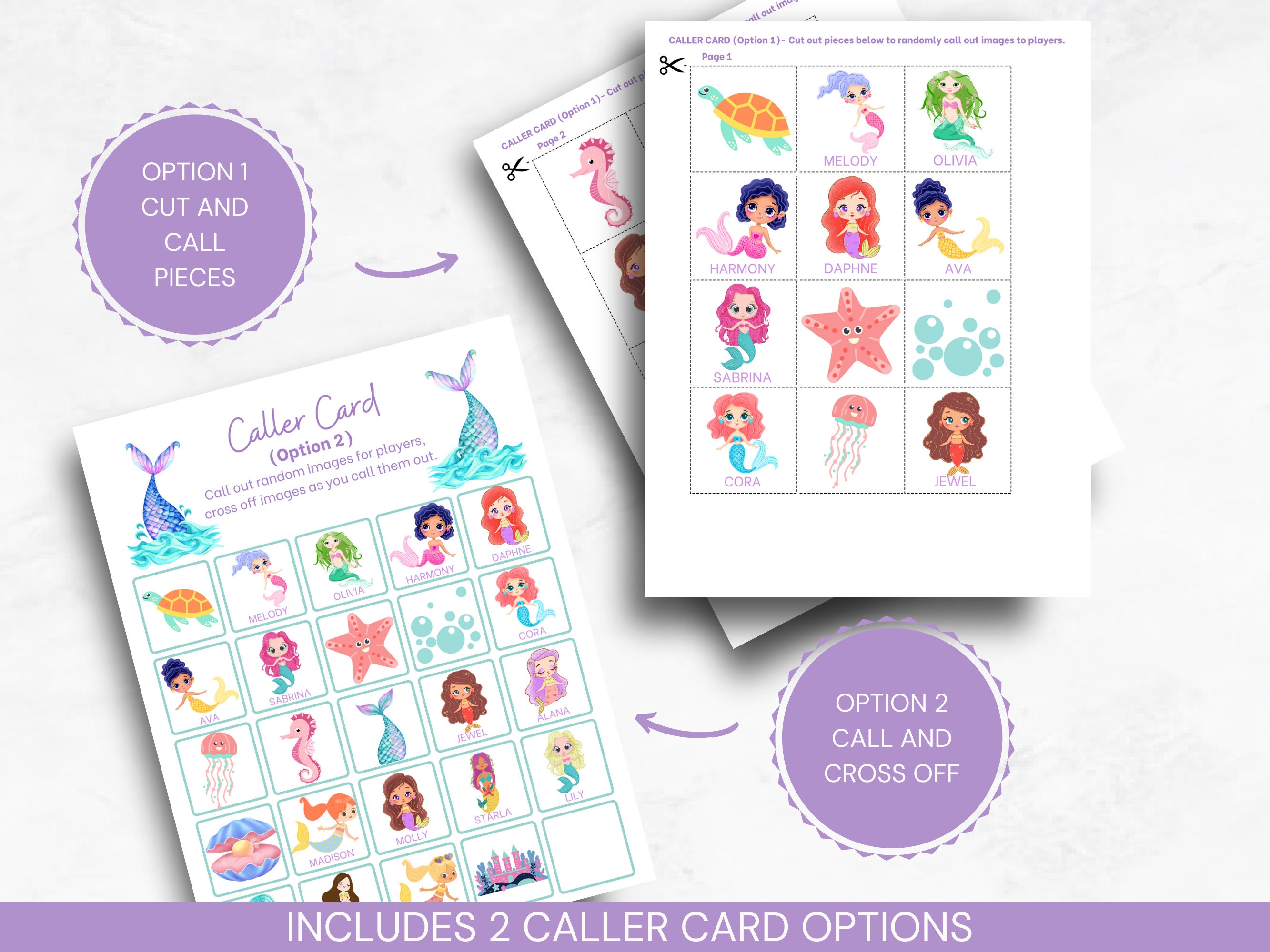 25 Mermaid Bingo Cards, Birthday Party Games, Printable Bingo, Girl ...