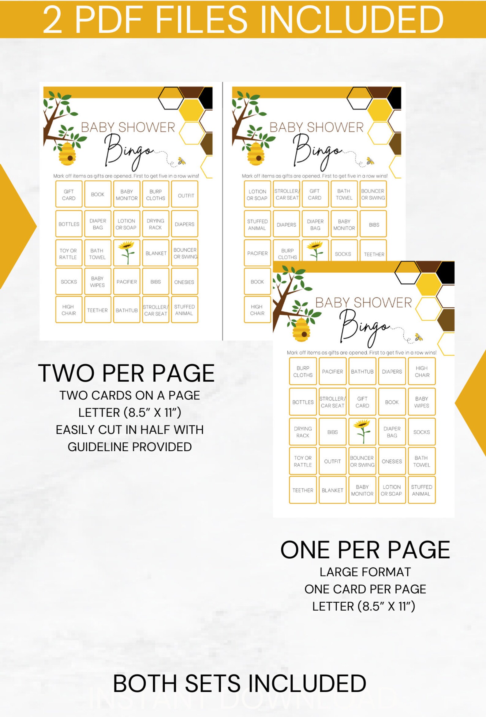 Baby Shower Bingo Bee Baby Shower Game Printable Baby Shower - Etsy