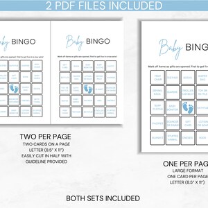 50 Blue Baby Bingo, Minimalist Baby Shower Game, Printable Baby Shower ...