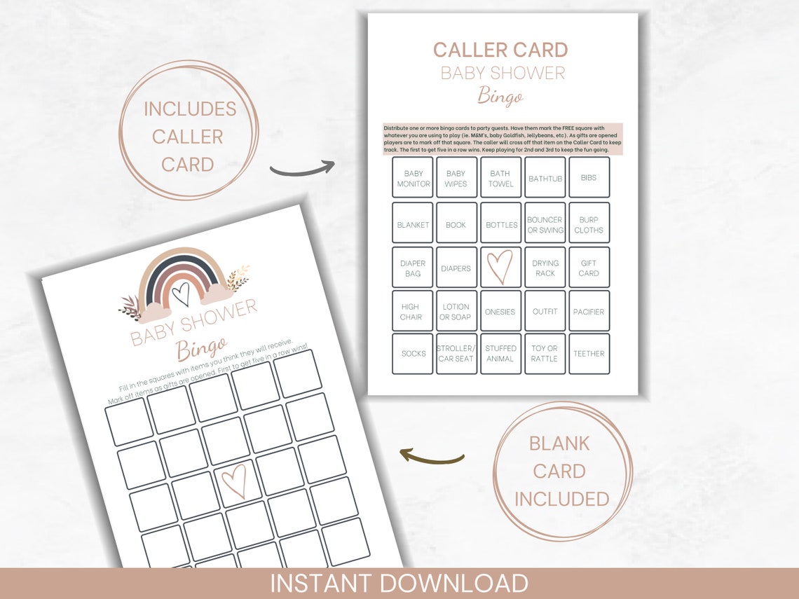 Baby Shower Bingo, Rainbow Baby Shower Game, Printable Baby Shower ...