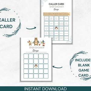 Baby Shower Bingo, Woodland Baby Shower Game, Printable Baby Shower ...